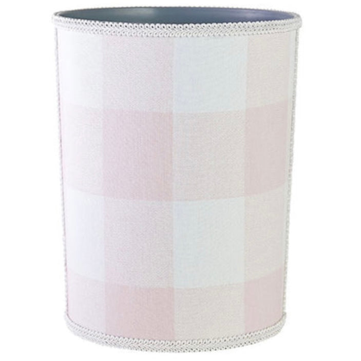 Pink Buffalo Check Wastebasket | Maisonette Shop